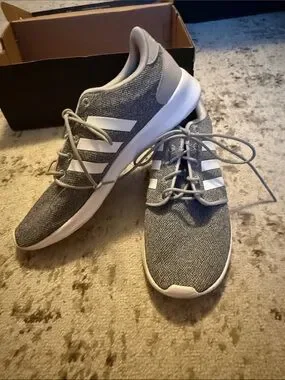 adidas | Shoes | Adidas Gray And White Knit Running Shoes | Poshmark